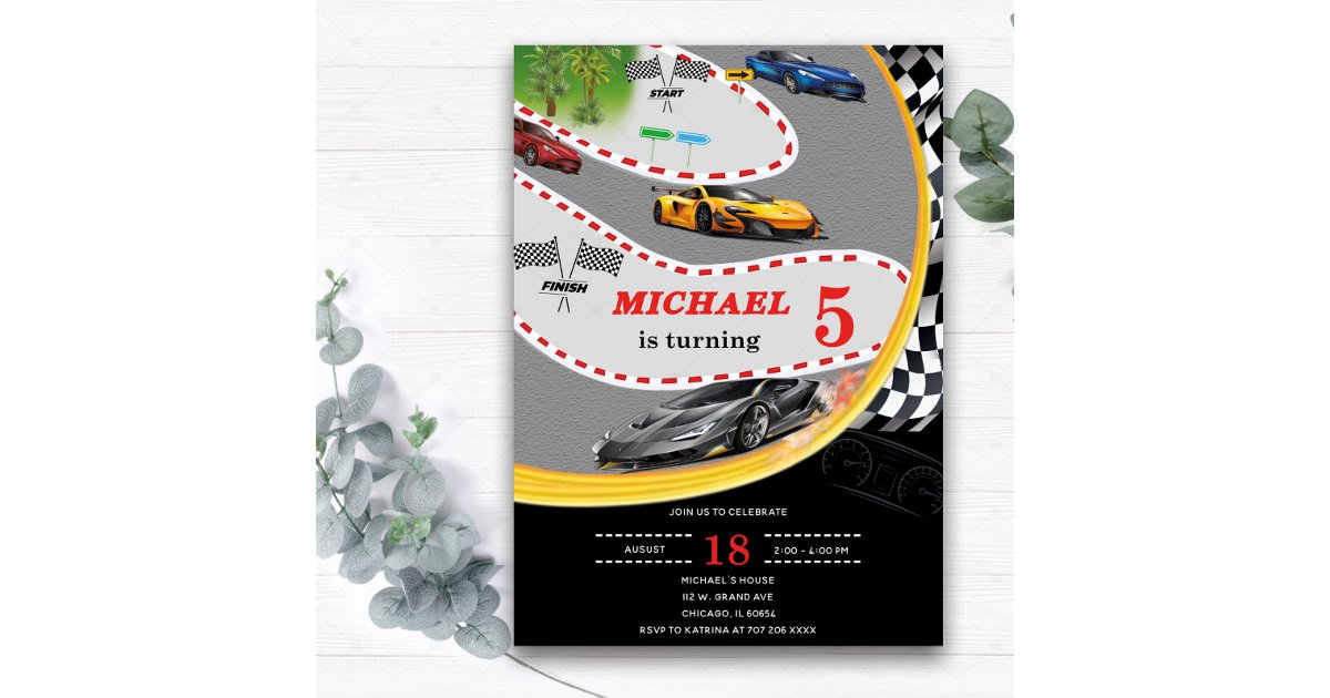5th Boys Car Birthday Invitations | Zazzle