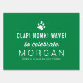5th grade grad green paw print school yard sign | Zazzle