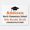 5th Grade Grad Orange Custom Graduation Sign | Zazzle