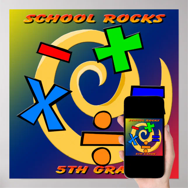 5th Grade Rocks - Math Symbols Poster | Zazzle