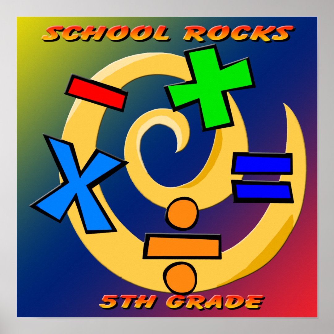 5th Grade Rocks - Math Symbols Poster | Zazzle