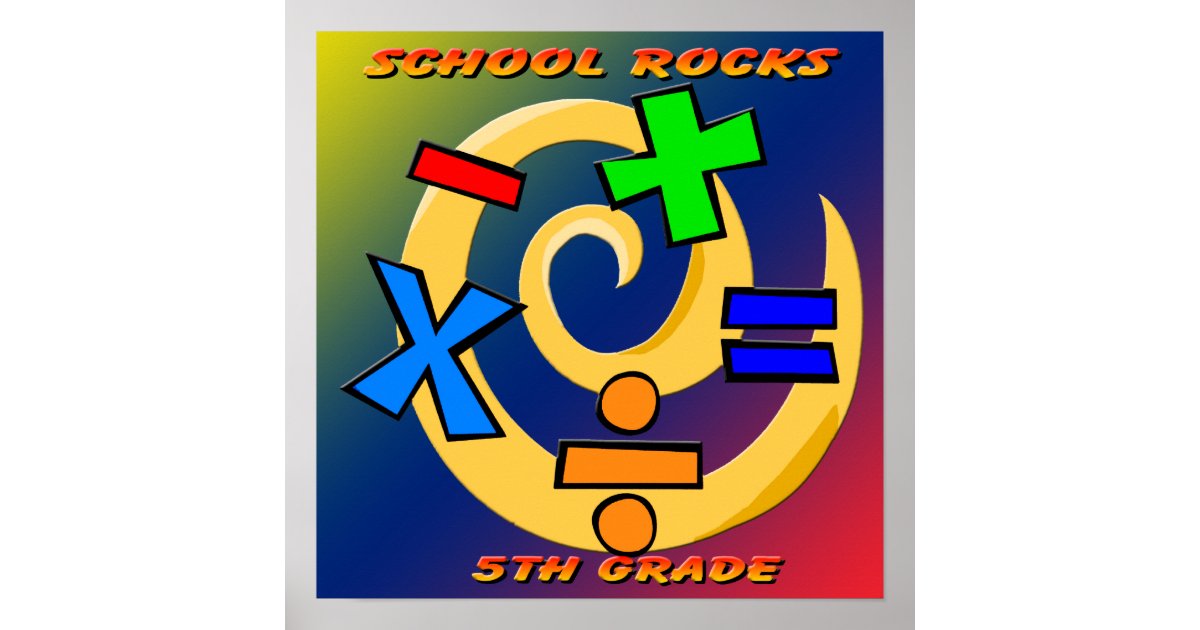 5th Grade Rocks - Math Symbols Poster | Zazzle