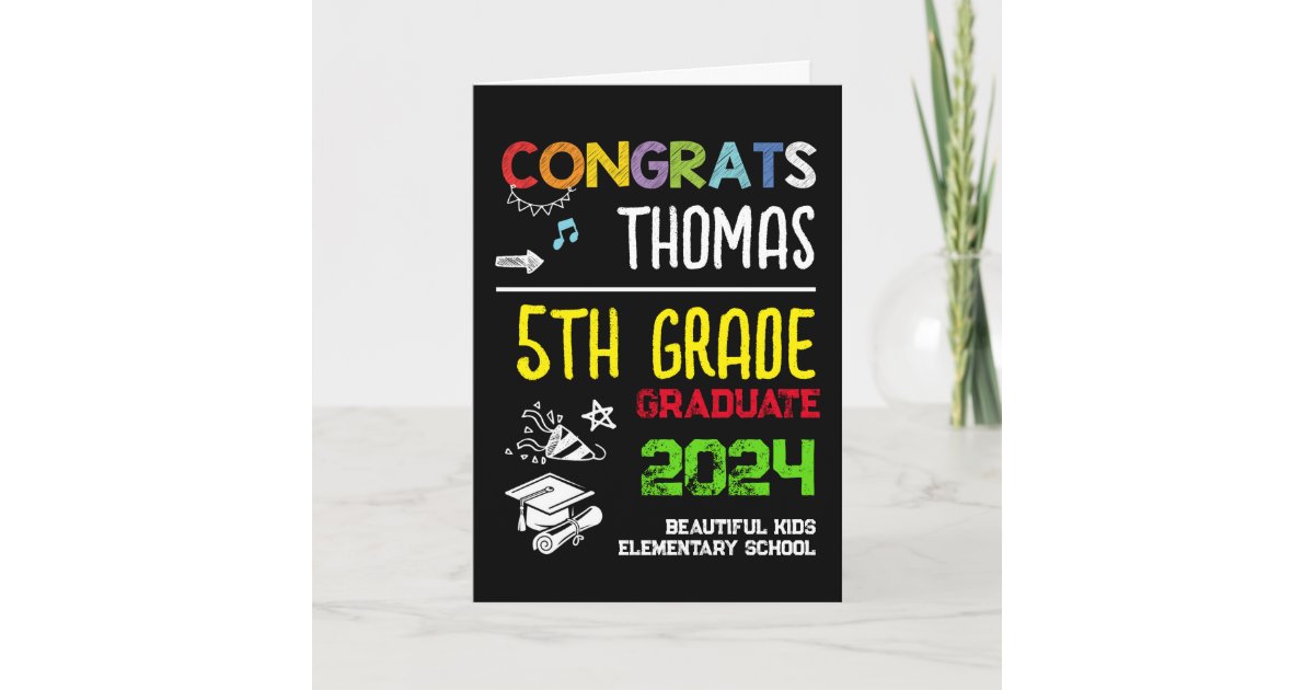 5th Grade School Graduation Boy Greeting Card | Zazzle