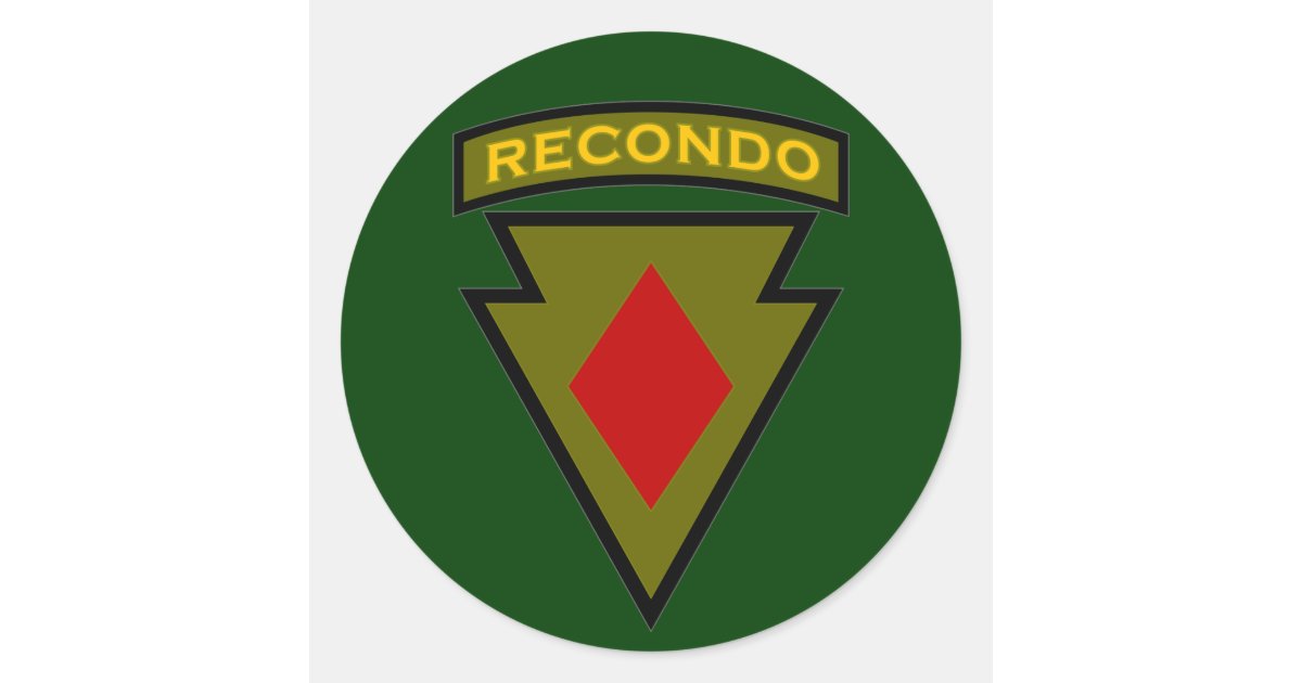 5th Infantry Div Recondo pocket patch 1 Classic Round Sticker | Zazzle