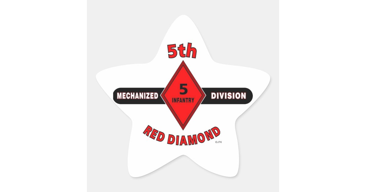 5TH INFANTRY DIVISION (MECHANIZED)"RED DIAMOND" STAR STICKER | Zazzle