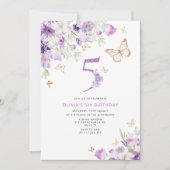 5th Purple Lilac Butterflies birthday Invitation | Zazzle