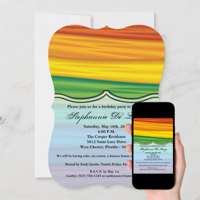 5x7 Birthday Invitation lgbtq rainbow flag lesbian | Zazzle