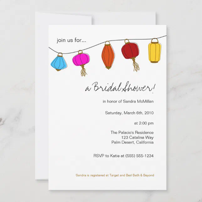 5x7 Chinese Lanterns Invitations | Zazzle