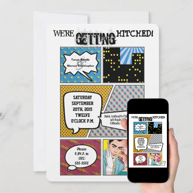 5x7 Comic Strip Book Pop Art Co Wedding Invitation | Zazzle