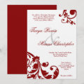 5x7 Crimson Red Floral Linen Wedding Invitation | Zazzle