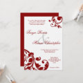 5x7 Crimson Red Floral Linen Wedding Invitation | Zazzle