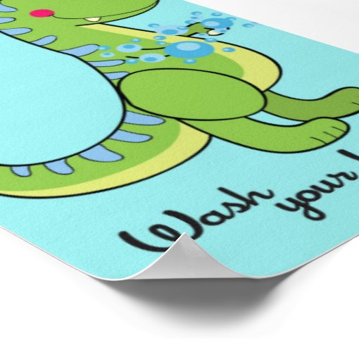 5x7 Dinosaur Wash Your Hands Bathroom Wall Art | Zazzle