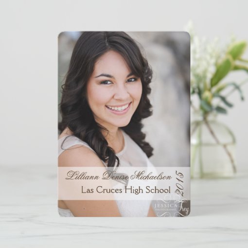 5x7 Elegant Photo Portrait Senior Announcement | Zazzle