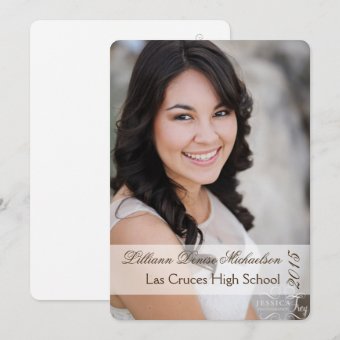 5x7 Elegant Photo Portrait Senior Announcement | Zazzle