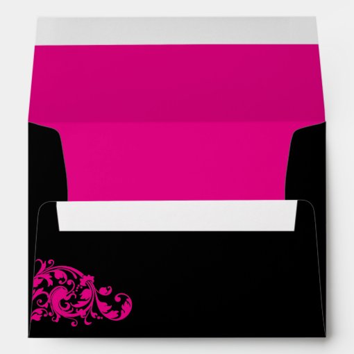 5x7 Envelope Black Outside Hot Pink Inside | Zazzle