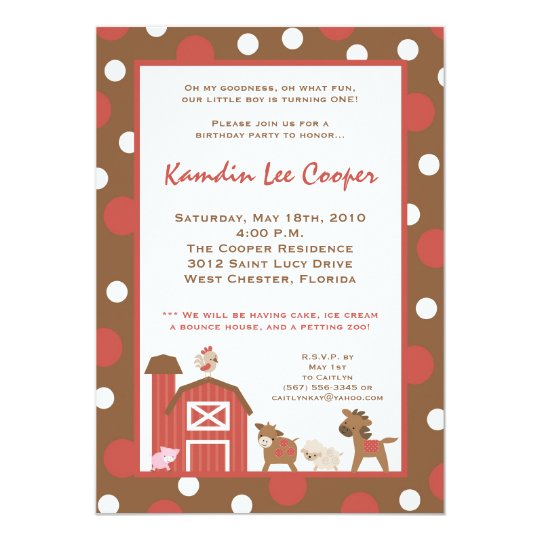 5x7 Farm Red Barn Cow Birthday Party Invitation | Zazzle.com