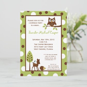 5x7 Forrest Wood Animal Birthday Party Invitation | Zazzle