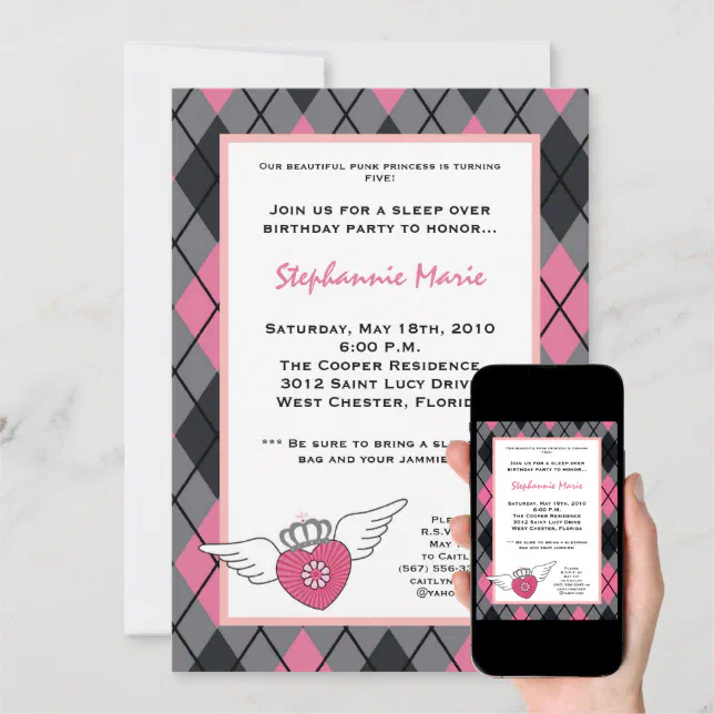 5x7 Girl Punk Tattoo EMO Birthday Party Invitation | Zazzle