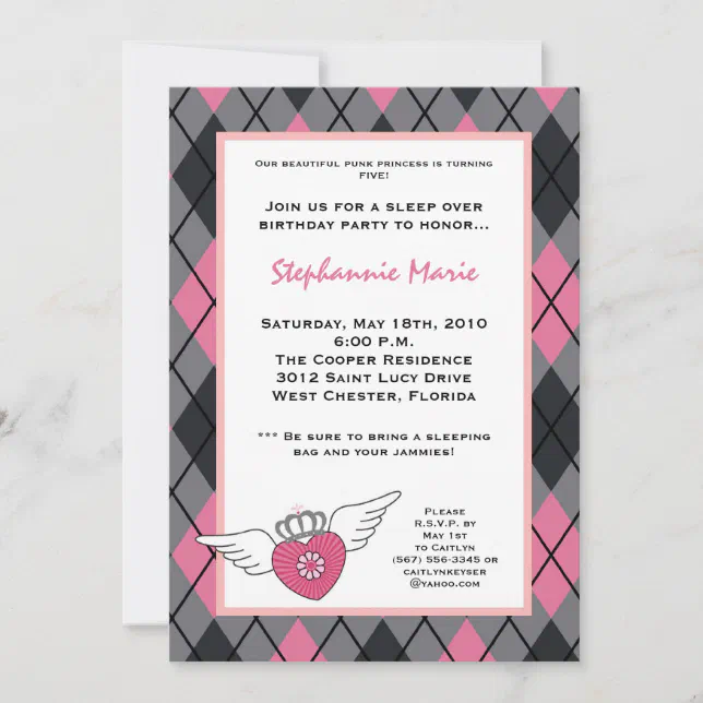 5x7 Girl Punk Tattoo EMO Birthday Party Invitation | Zazzle