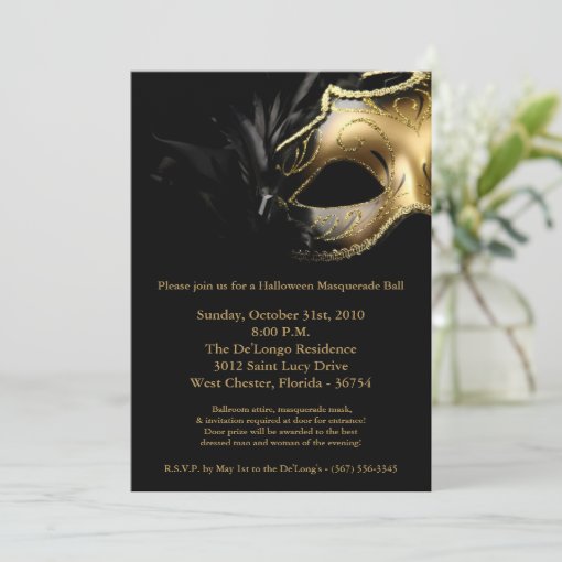 5x7 Halloween Masquerade Ball Mask Invitation | Zazzle