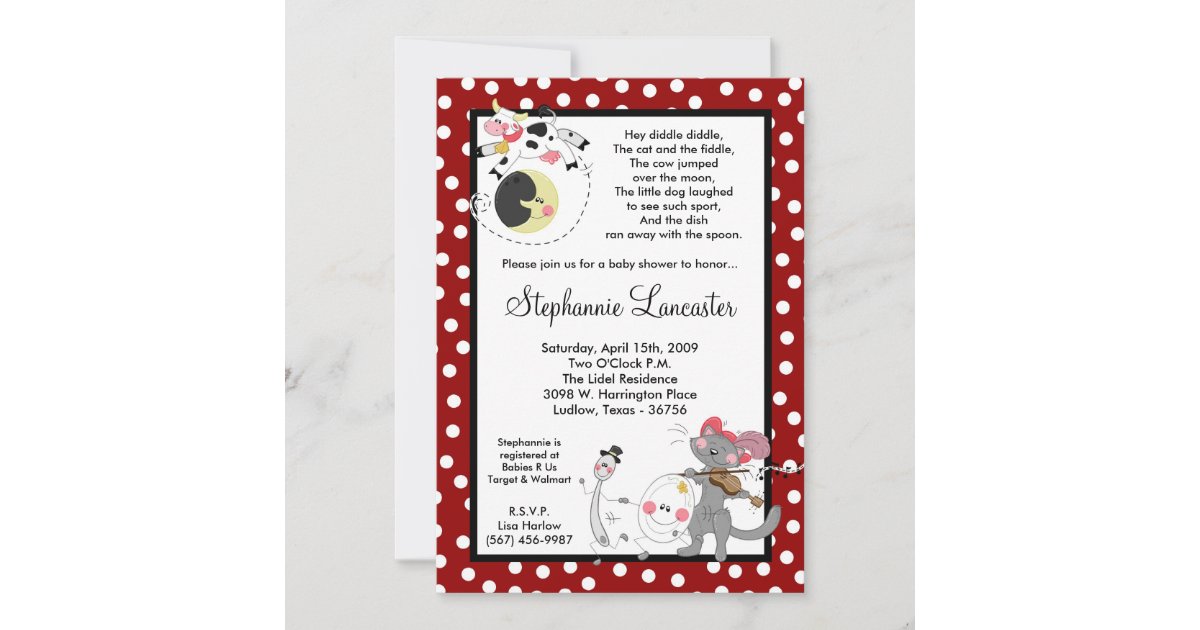 5x7 Hey Diddle Didd Nursery Baby Shower Invitation | Zazzle