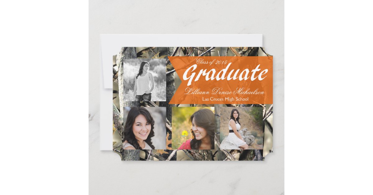 5x7 Hunters Camo Camouflage Senior Announcement | Zazzle