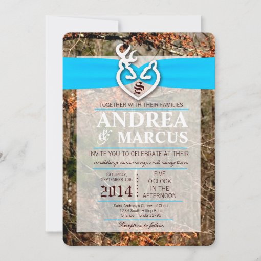 5x7 Hunting Deer Doe Buck Camo Wedding Invitation | Zazzle