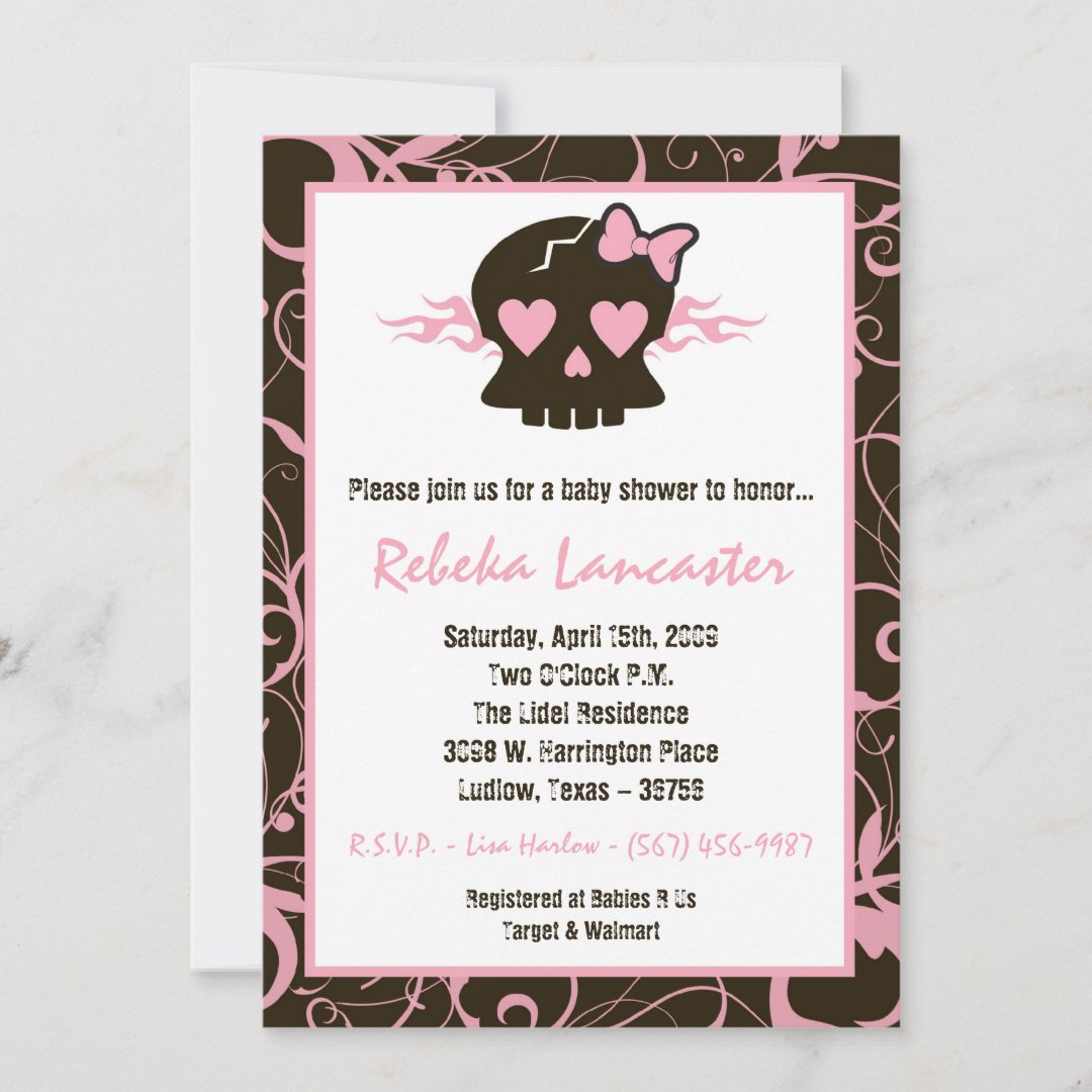 5x7 Invite - Punk Skull Roc Baby Shower Invitation | Zazzle