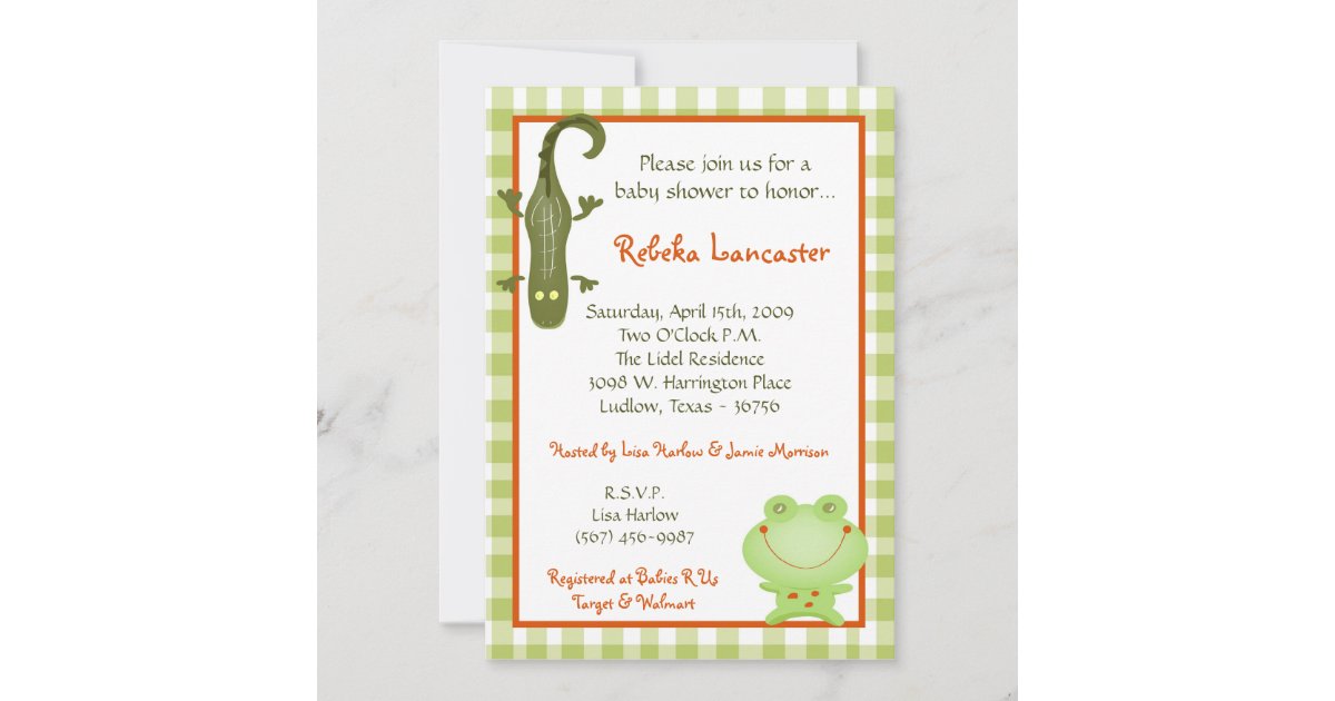 5x7 Invite - Swamp Buddies Baby Shower Invitation | Zazzle