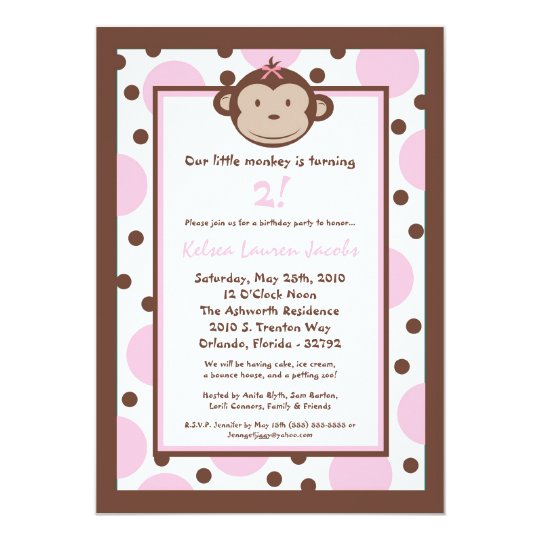 5x7 Modern Mod Monkey Birthday Party Invitation | Zazzle.com