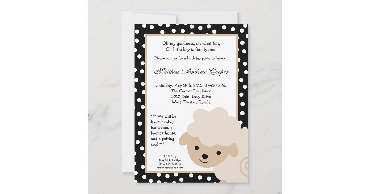 5x7 Neutral Farm Sheep Birthday Party Invitation | Zazzle