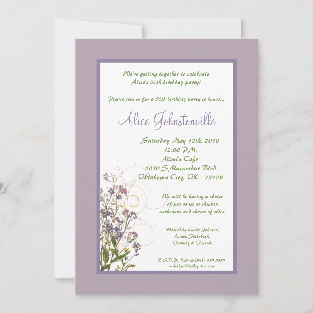 5x7 Purple Iris Flower Birthday Party Invitation | Zazzle