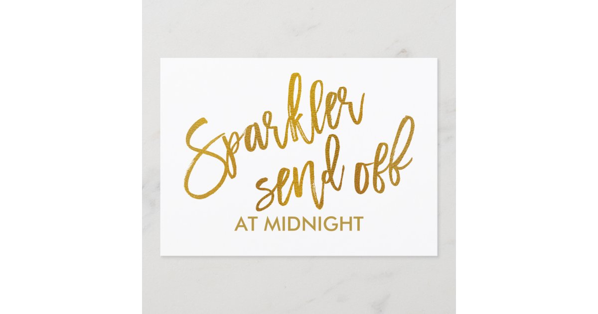 5X7 Sparkler Send-Off Sign- Brush Script Gold Foil | Zazzle.com