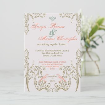 5x7 Vintage Love Birds Victoria Wedding Invitation | Zazzle