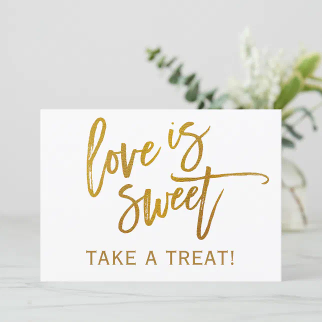 5X7 Wedding Candy Bar / Buffet Sign | Gold Foil Invitation | Zazzle