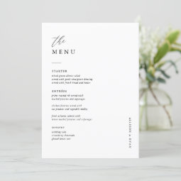 5x7" Wedding Table Menu Cards Double-Sided | Zazzle