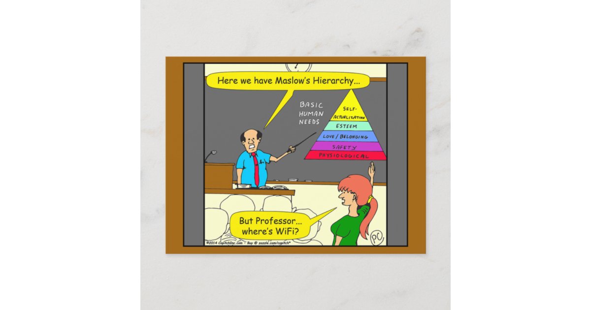 607 basic human needs cartoon postcard | Zazzle