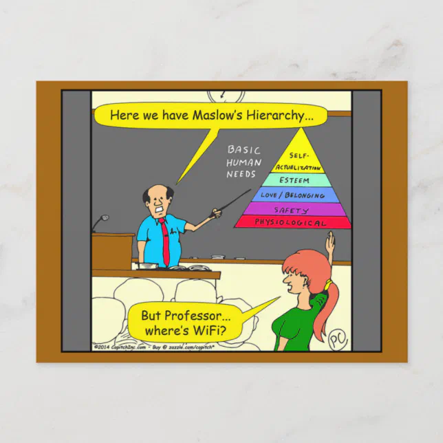 607 basic human needs cartoon postcard | Zazzle
