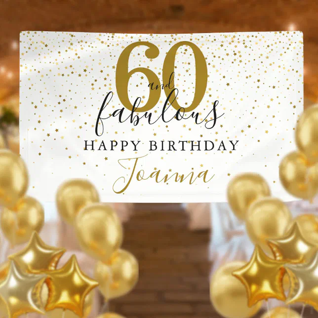 60 and Fabulous Birthday Elegant Gold and Black Banner | Zazzle