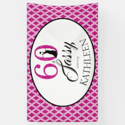 60 and Sassy Custom 60th Birthday Pink Glitter Banner | Zazzle