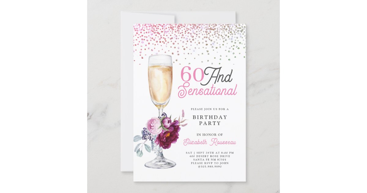 60 And Sensational Birthday Party Invitation | Zazzle