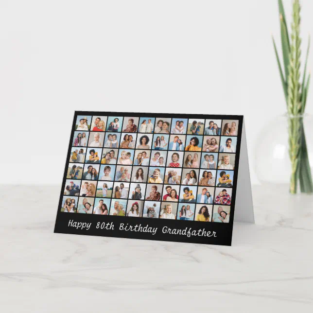 60 Photo Collage Add Any Name & Age Birthday Card | Zazzle