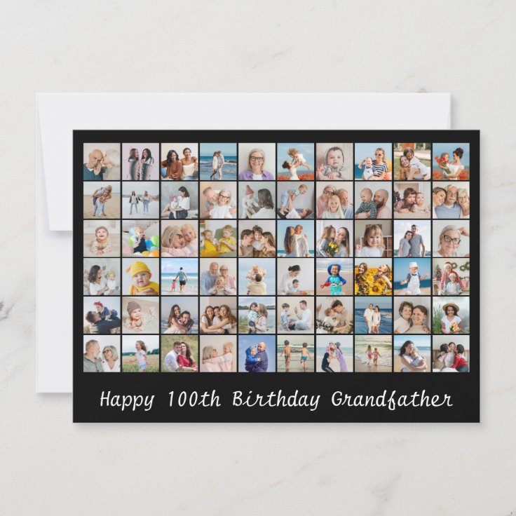 60 Photo Collage Add Any Name & Age Birthday Card | Zazzle
