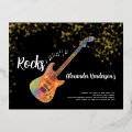 60 Rocks 60th Birthday Party Black Gold Foil Invitation Postcard | Zazzle