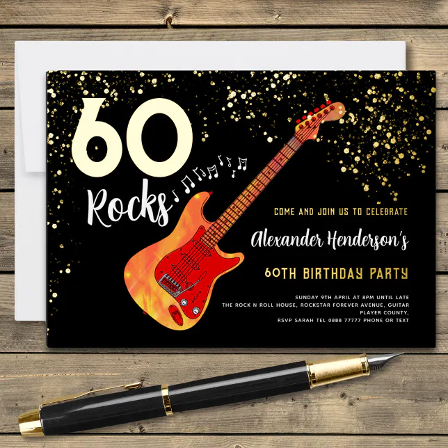 60 Rocks 60th Birthday Party Gold Foil Invitation | Zazzle