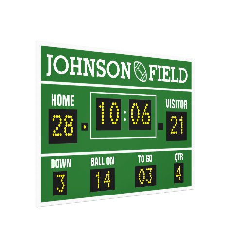 60" x 40" Personalized Football Scoreboard Canvas Print | Zazzle