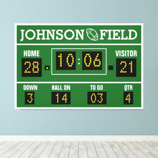 60" x 40" Personalized Football Scoreboard Canvas Print | Zazzle