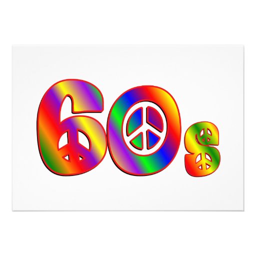 60s Peace Sign 5x7 Paper Invitation Card | Zazzle