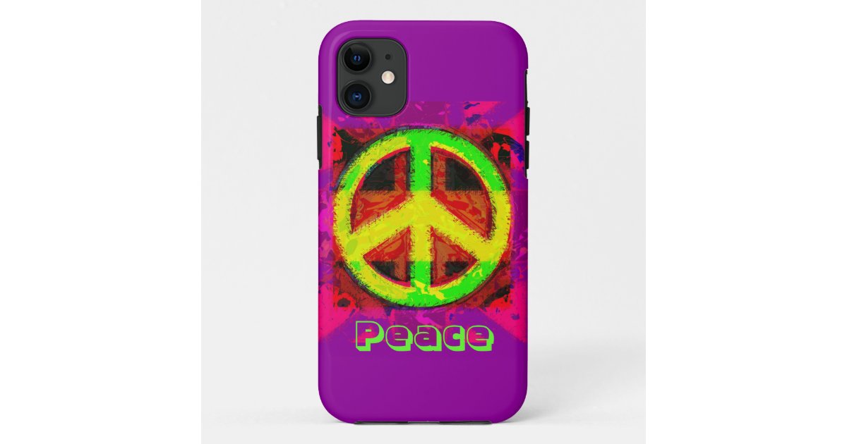 60's Peace Sign Retro Art iPhone Case | Zazzle