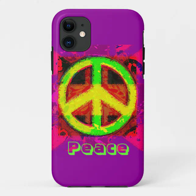 60's Peace Sign Retro Art iPhone Case | Zazzle